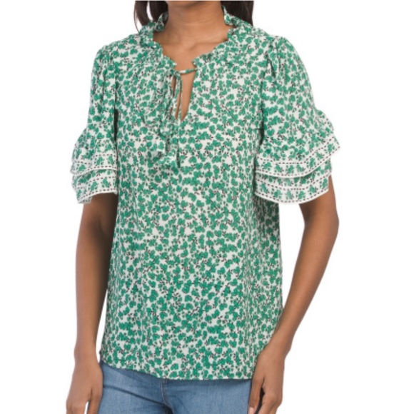 Max Studio | Tops | Max Studio Crepe Ruffle Sleeve Top | Poshmark